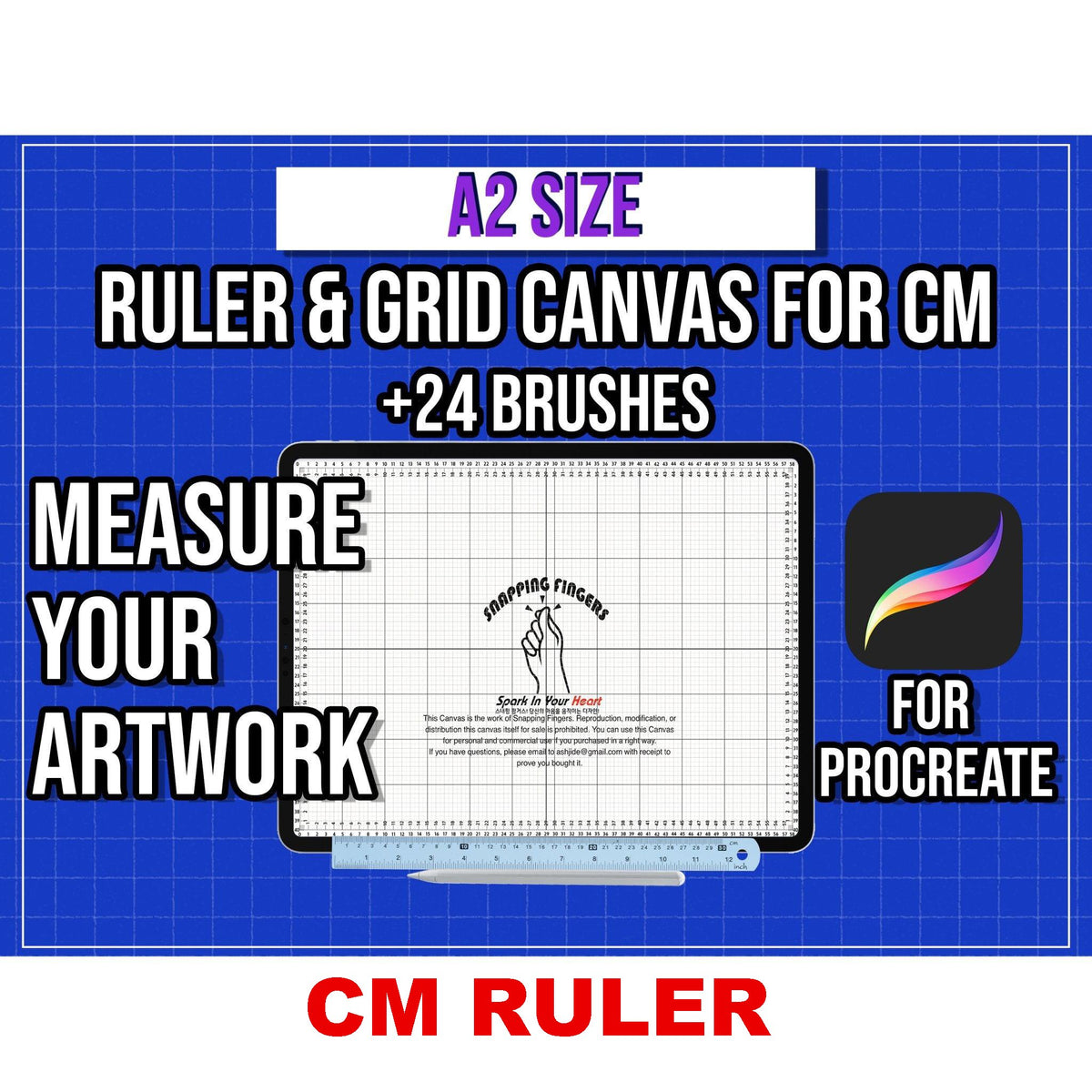 A2 Procreate Ruler Grid Canvas + 24 Brush Set (For CM ...