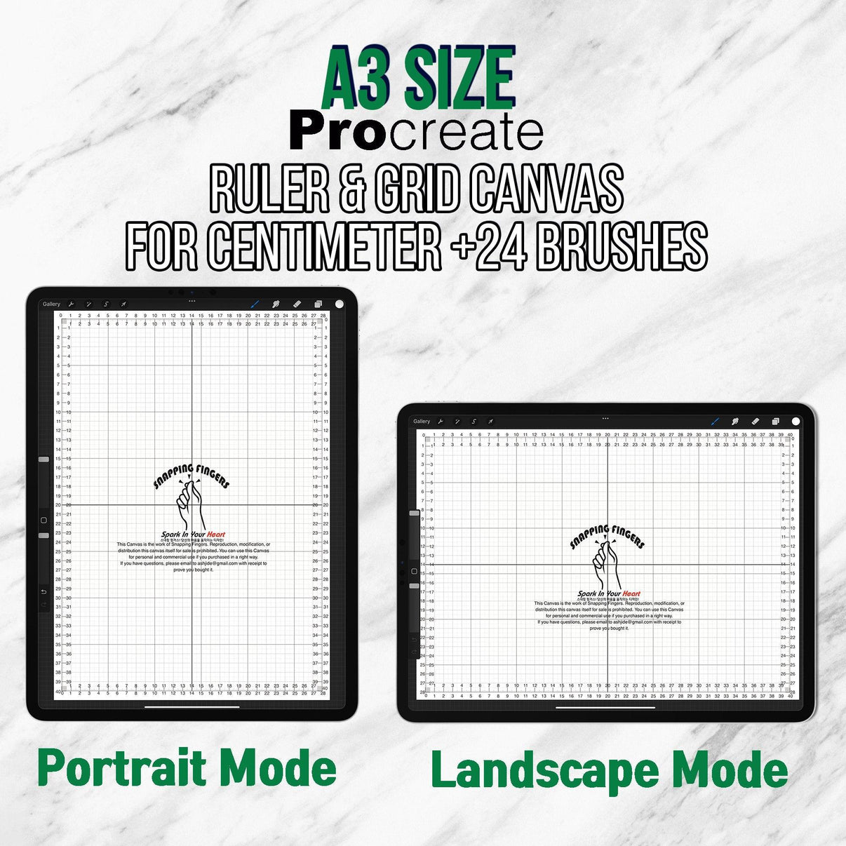 A3 Size Procreate Ruler & Grid Canvas | For Centimeters with 24 Versat ...
